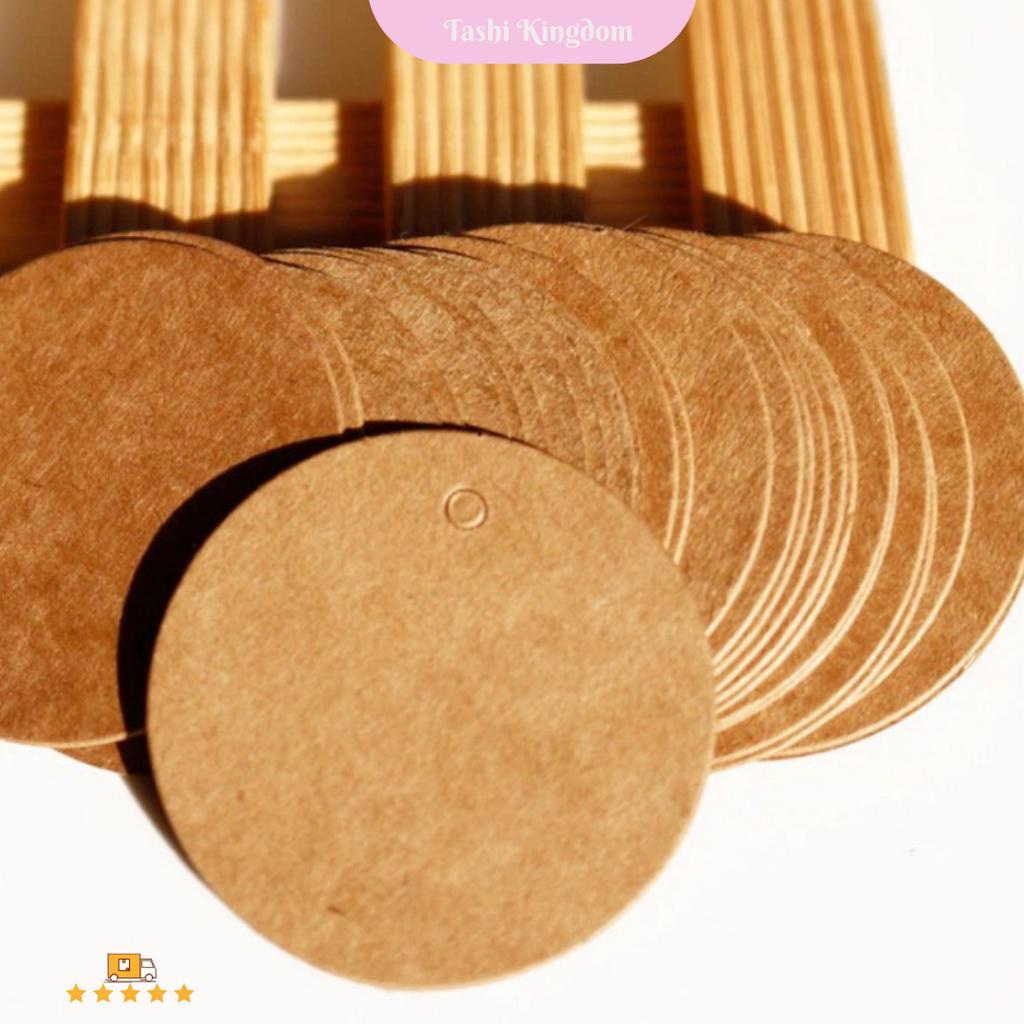 Jual ( 5pcs )Tag Kertas Kraft Kosong Tag Bulat Kartu Label Hang Tag ...