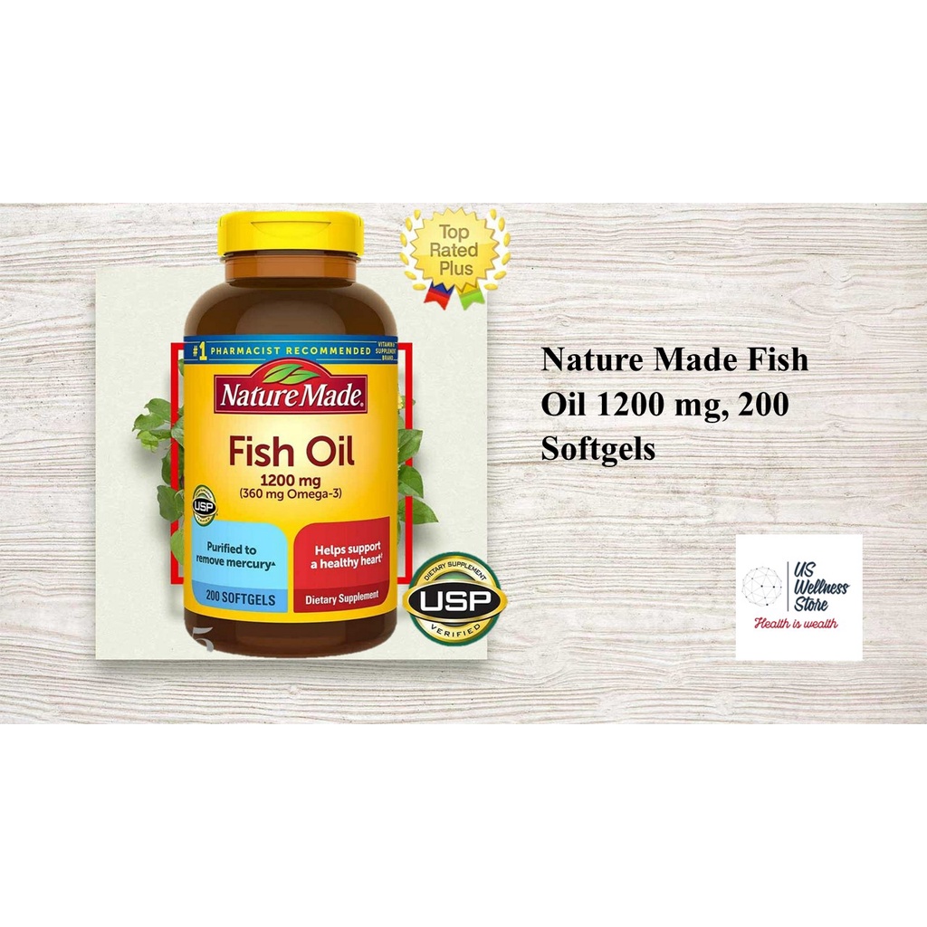 Jual Nature Made Fish Oil 1200 mg, 200 Softgels ORI USA | Shopee Indonesia