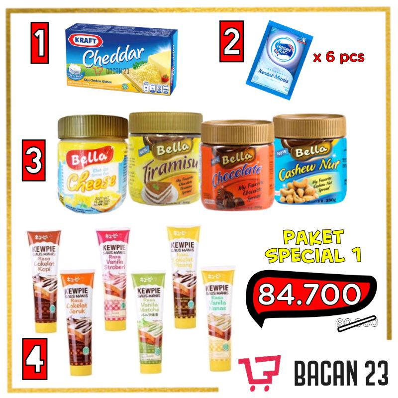Jual Paket Special 1 ( Kraft Cheddar + SKM Sachet + Selai Bella ...