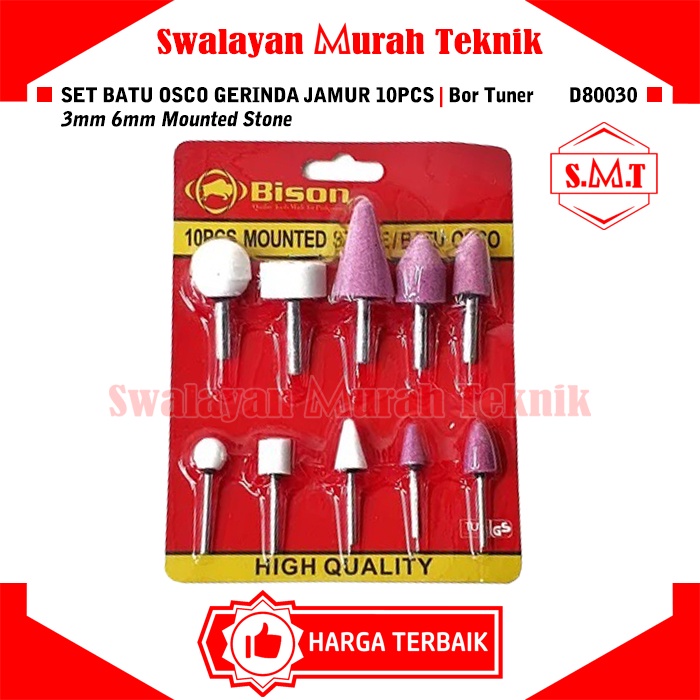 Jual BISON Batu Osco Gerinda Jamur Set 10Pcs Mounted Stone Bor Tuner ...