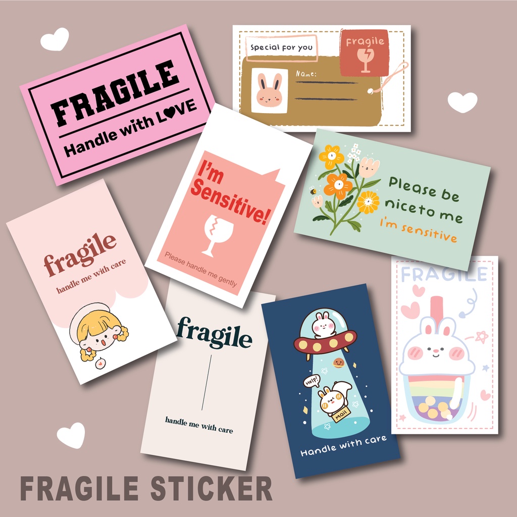 Jual Small Aesthetic Fragile Sticker Cute online shop sticker tanda ...
