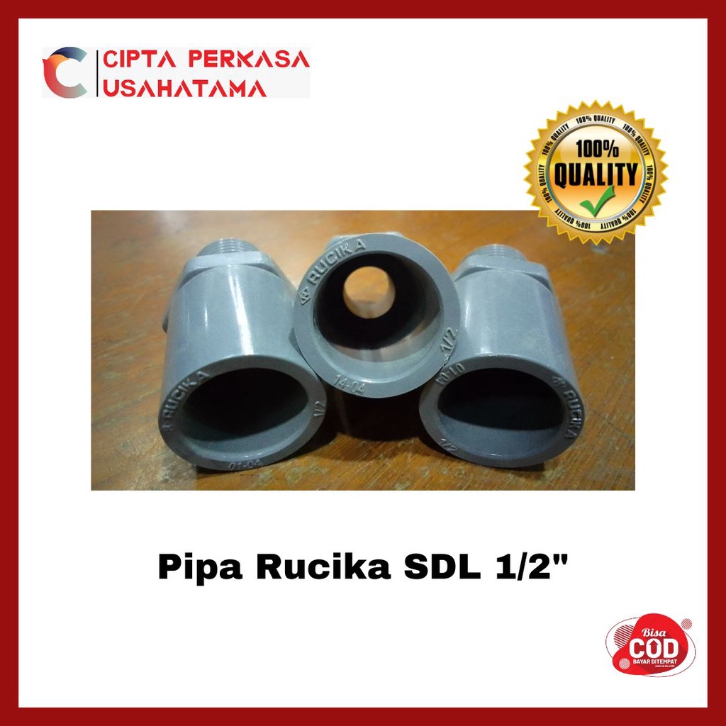 Jual Sambungan Pipa PVC SDL 1/2" Sock Drat Luar 1/2 Inch Rucika ...