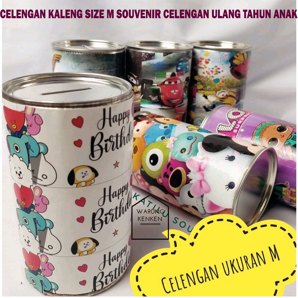 Jual CELENGAN KALENG SIZE M SOUVENIR CELENGAN ULANG TAHUN ANAK (DESAIN ...