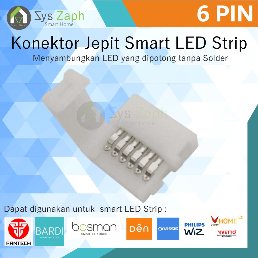 Jual Konektor Jepit Smart LED Strip BARDI 6 Pin Klip Sambungan Tanpa ...