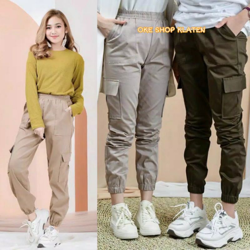 Jual JOGGER KARET KARGO // INNA PANTS FULL KOLOR (OS) | Shopee Indonesia