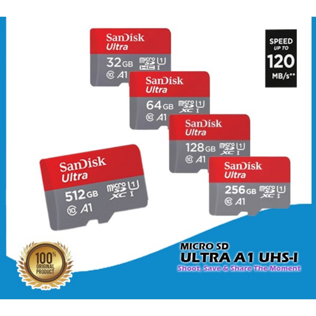 Jual Sandisk Ultra A1 Microsd 120mb/s 32gb 64gb 128gb 256gb Resmi Astrindo | Shopee Indonesia