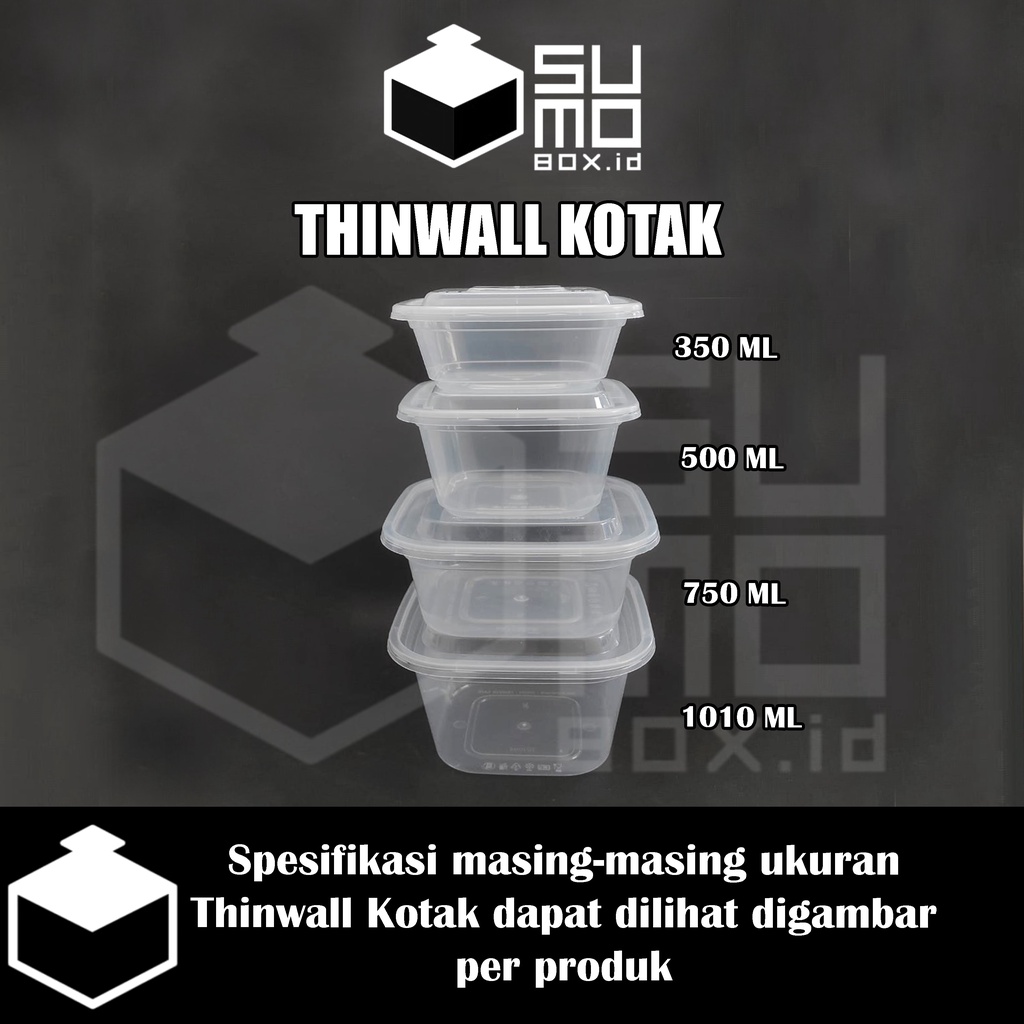 Jual Thinwall KOTAK 500ml + tutup / wadah plastik box square dessert ...