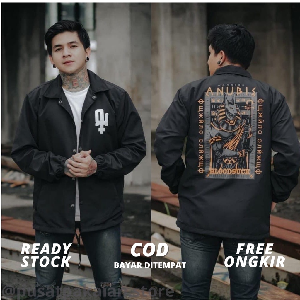 Jual JAKET COACH HITAM PRIA MURAH GAMBAR ANUBIS / JAKET COACH ERIGO ...