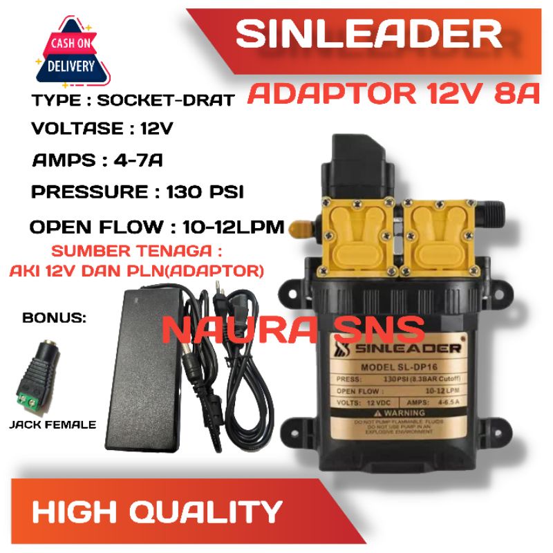 Jual POMPA DC 12V SINLEADER DOBEL POMPA 12LPM SL-DP16 DINAMO POMPA DC ...