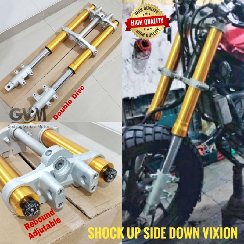 Jual Shock Depan Up Side Down Vixion Gold Cnc Double Disc Skok Depan Usd Vixion | Shopee Indonesia