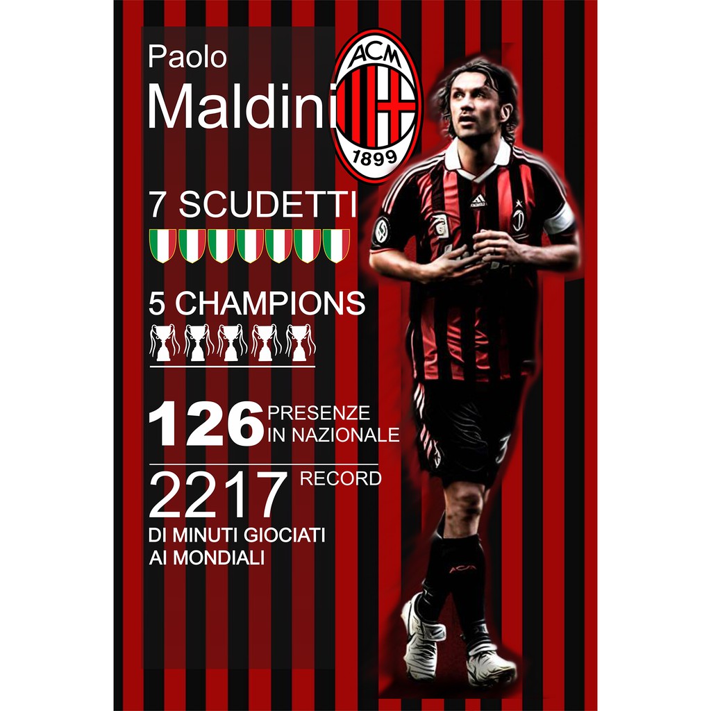 Jual Poster dan frame warna hitam bahan fiber legenda Maldini milan ...