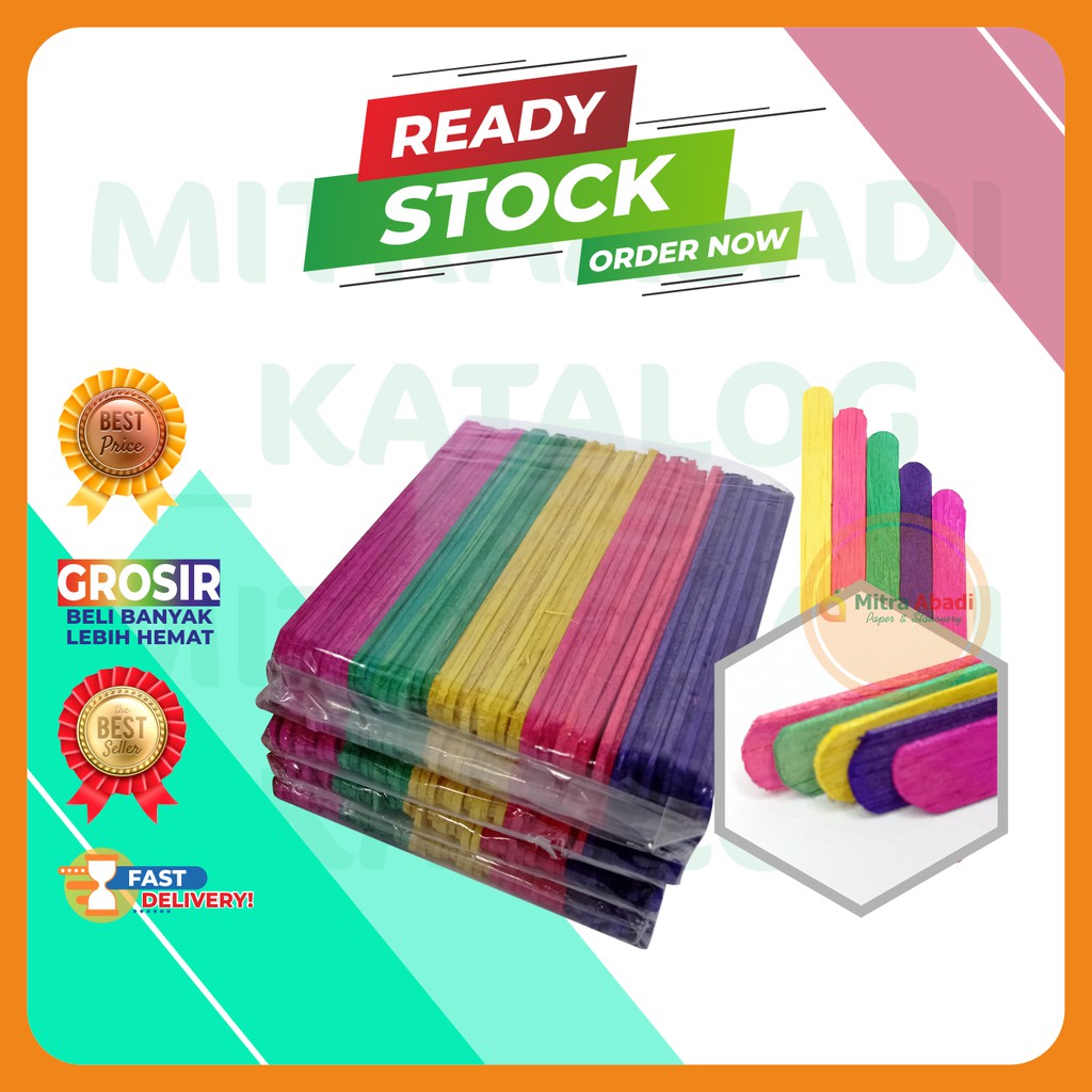Jual STIK ES KRIM / STICK ICE CREAM WARNA PACK ISI 500 STICK | Shopee ...