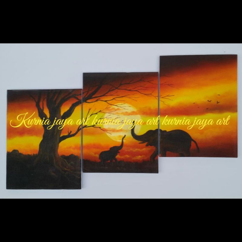 Jual Lukisan gajah sunset | Shopee Indonesia