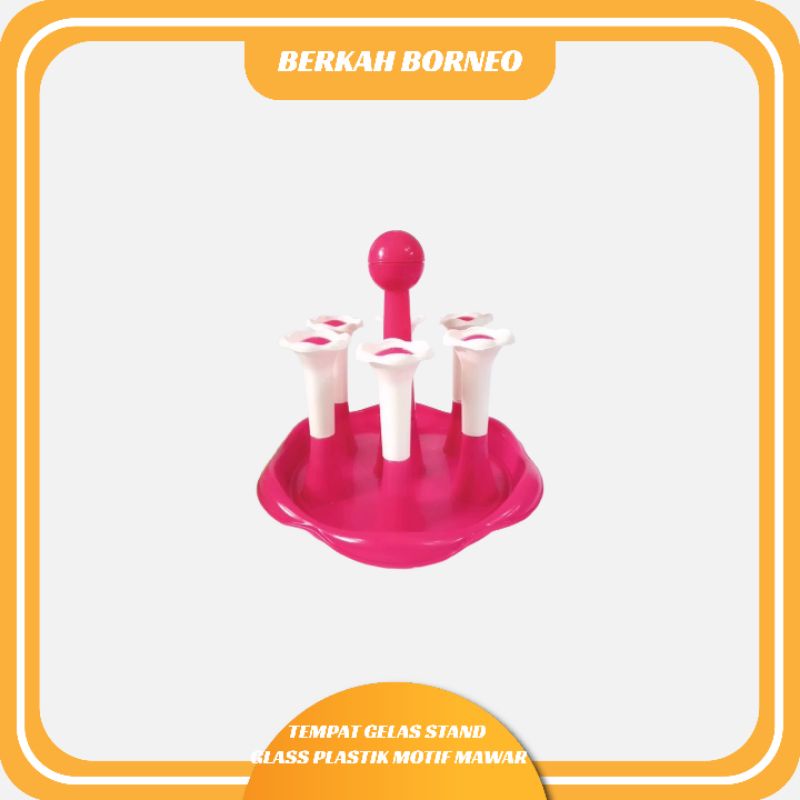 Jual TEMPAT GELAS STAND GLASS PLASTIK MOTIF MAWAR | Shopee Indonesia