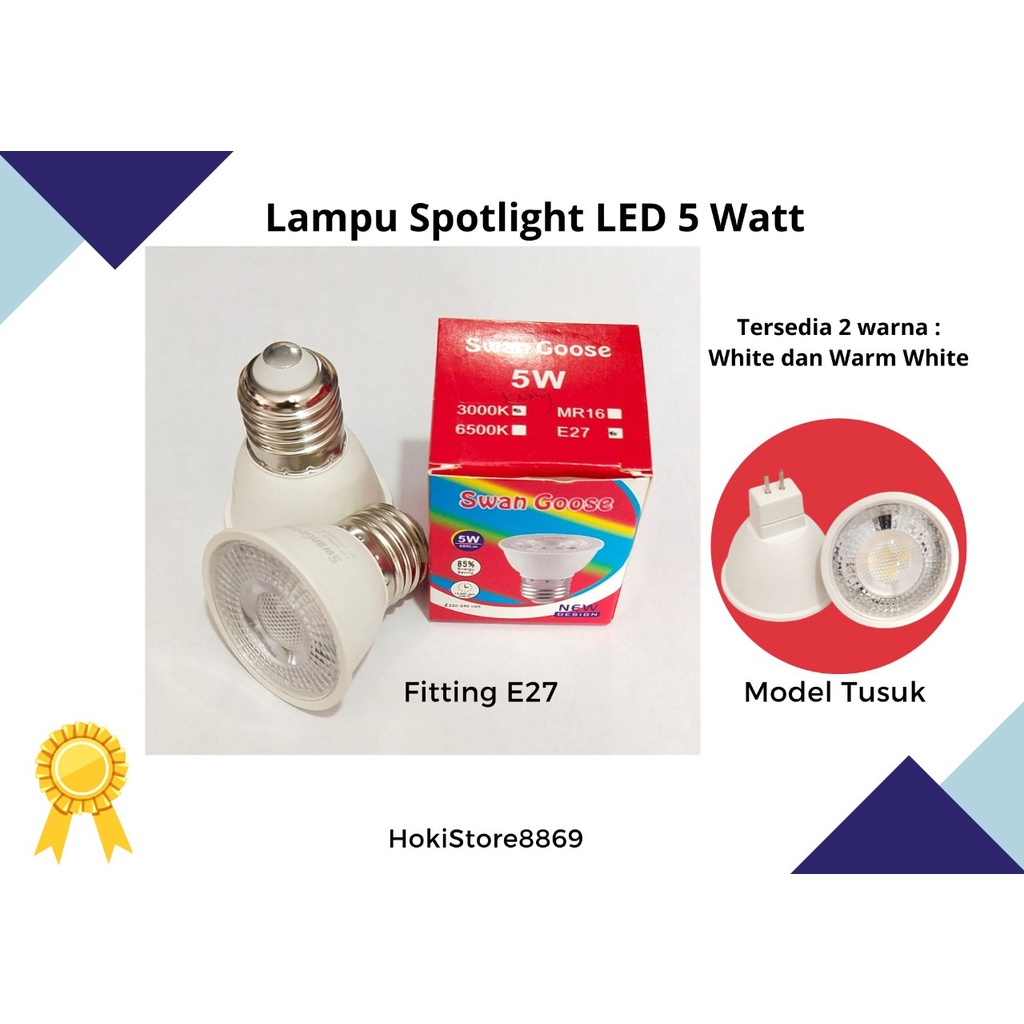 Jual LAMPU HALOGEN SPOTLIGHT LED 5WATT FITTING E27 MR16 SOROT 5W LAMPU SPOT LIGHT TUSUK 5W ...