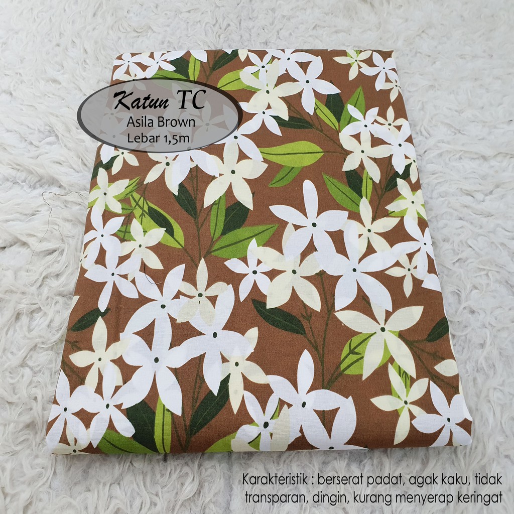 Jual KAIN KATUN TC ASILA BROWN (per 0,5m) | Shopee Indonesia