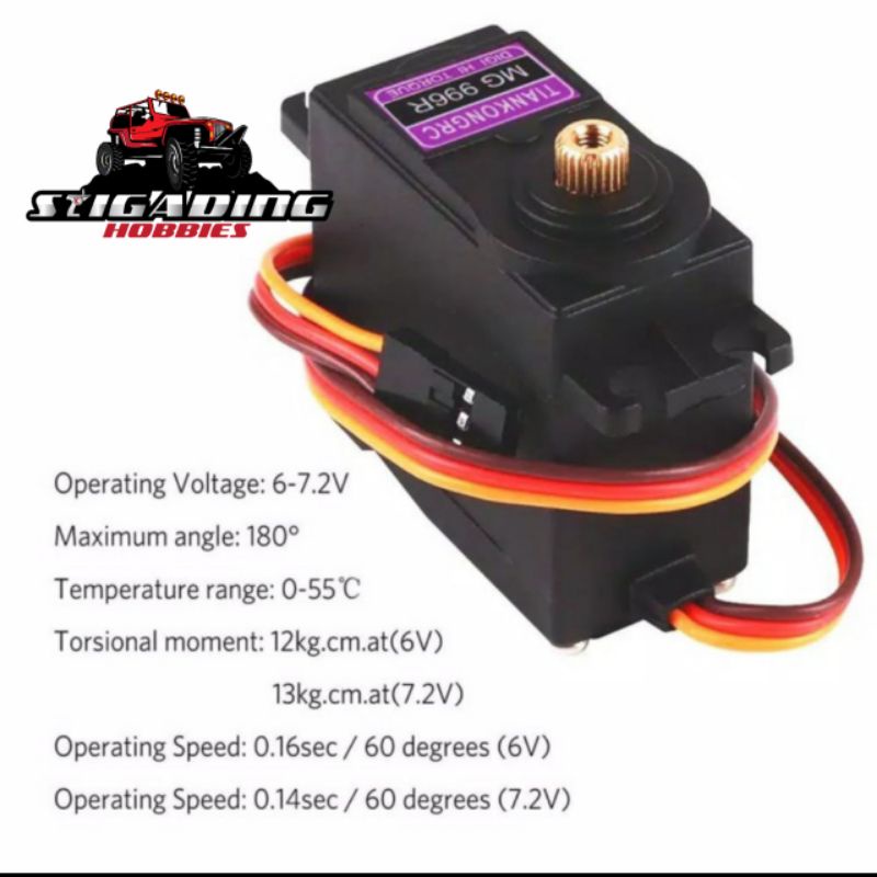 Jual MOTOR SERVO MG996R METAL GEAR TOWER PRO HI TORQUE UPGRADE | Shopee ...