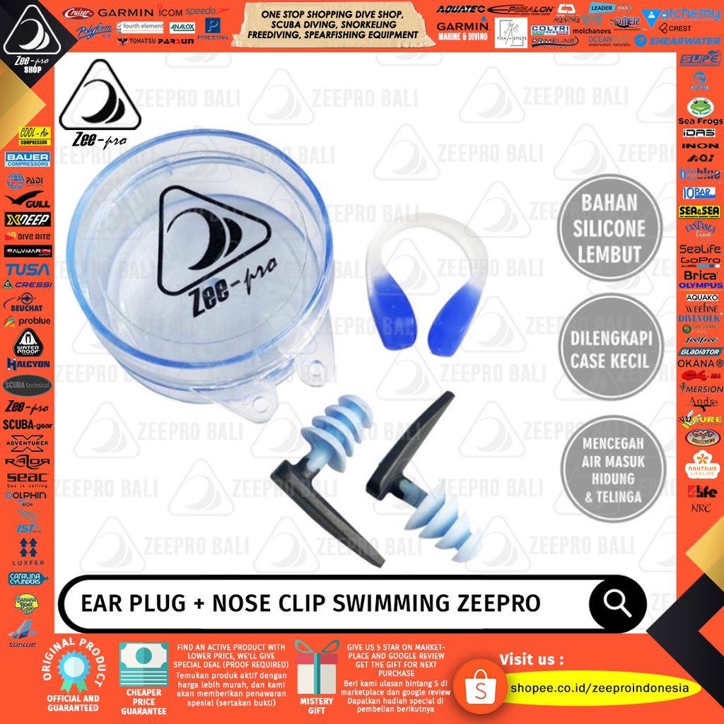 Jual Nose Clip + Ear Plug Swimming Adult Alat penutup hidung dan ...