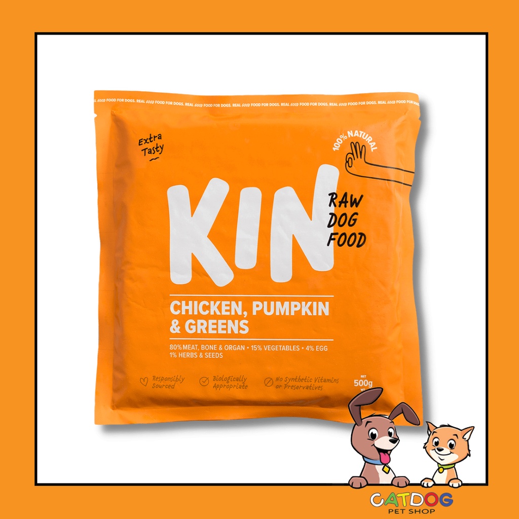 Jual KIN Raw Dog Food Chicken Pumpkin & Greens 500gr | Shopee Indonesia