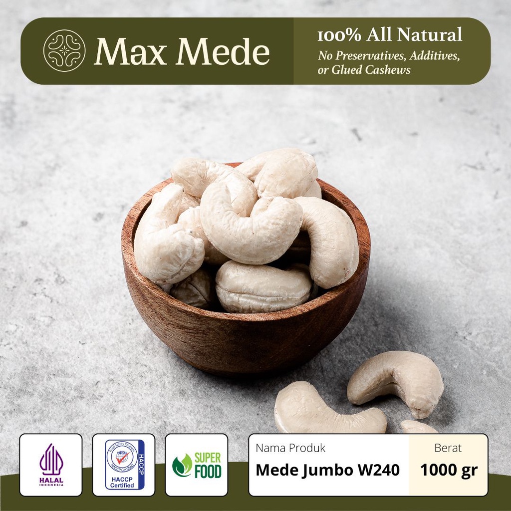 Jual Max Mede - Kacang Mede Kupas Mete Putih Premium ( W240 ) 1Kg ...