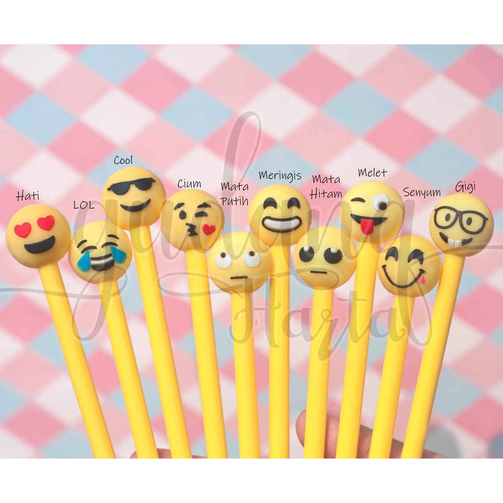 Jual Pulpen Gel Emoticon Smiley Lucu Emoji Unik Pena Ballpoin Bolpen GH ...