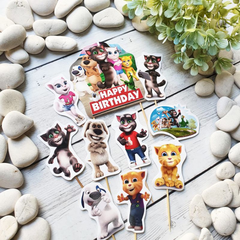 Jual My Talking Tom and Friends Angela Cat Birthday Cake Topper Cupcake ...