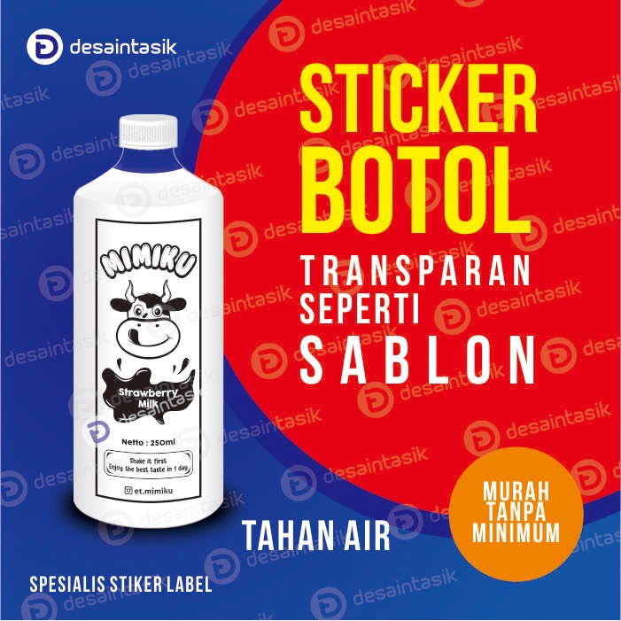 Jual Label Stiker Botol 100, 250, ml Bahan Water Proof Desain Gambar ...