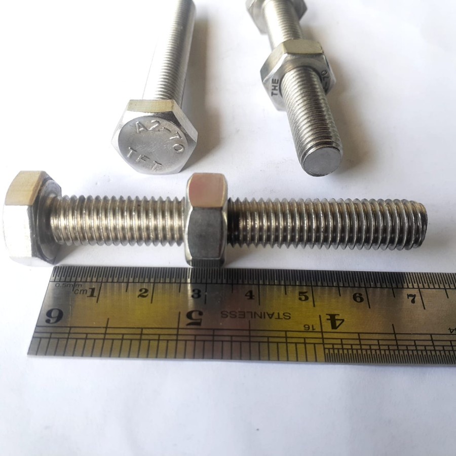 Jual BAUT M10X70 STAINLESS STEEL SS BAUT MUR M10 X 70 SUS 304 ANTI KARAT KUNCI 17 | Shopee Indonesia
