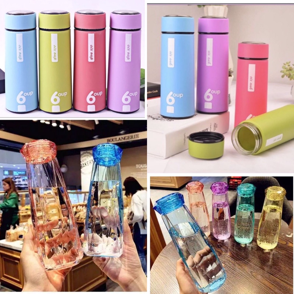 Jual Botol Minum KACA Six Oup 450ml / Beling cover plastik 6oup Glass ...