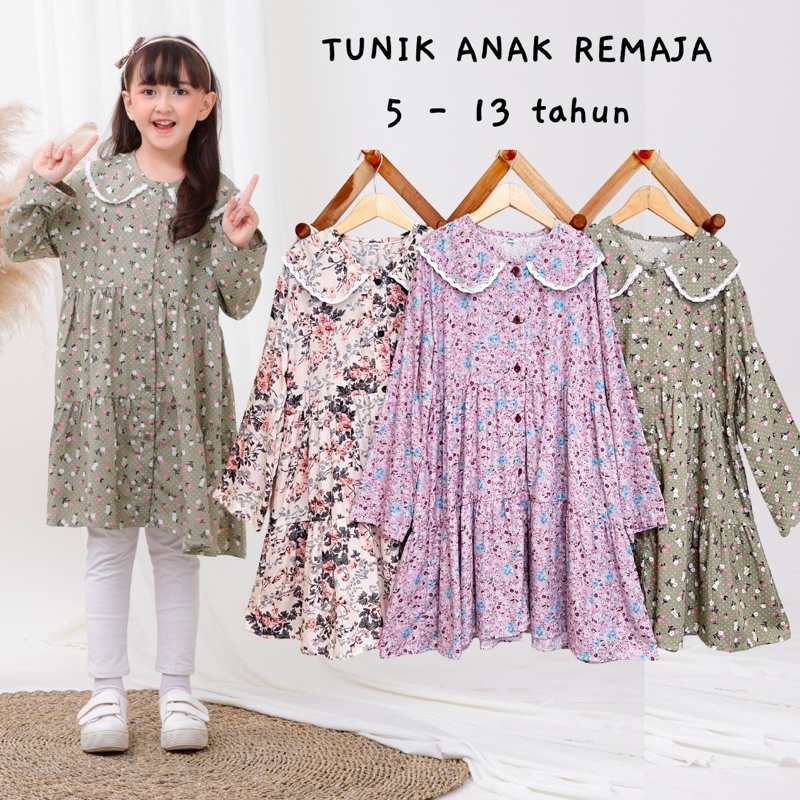 Jual Tunik midi dress rayon anak 5-13 tahun | baju muslimah anak ...