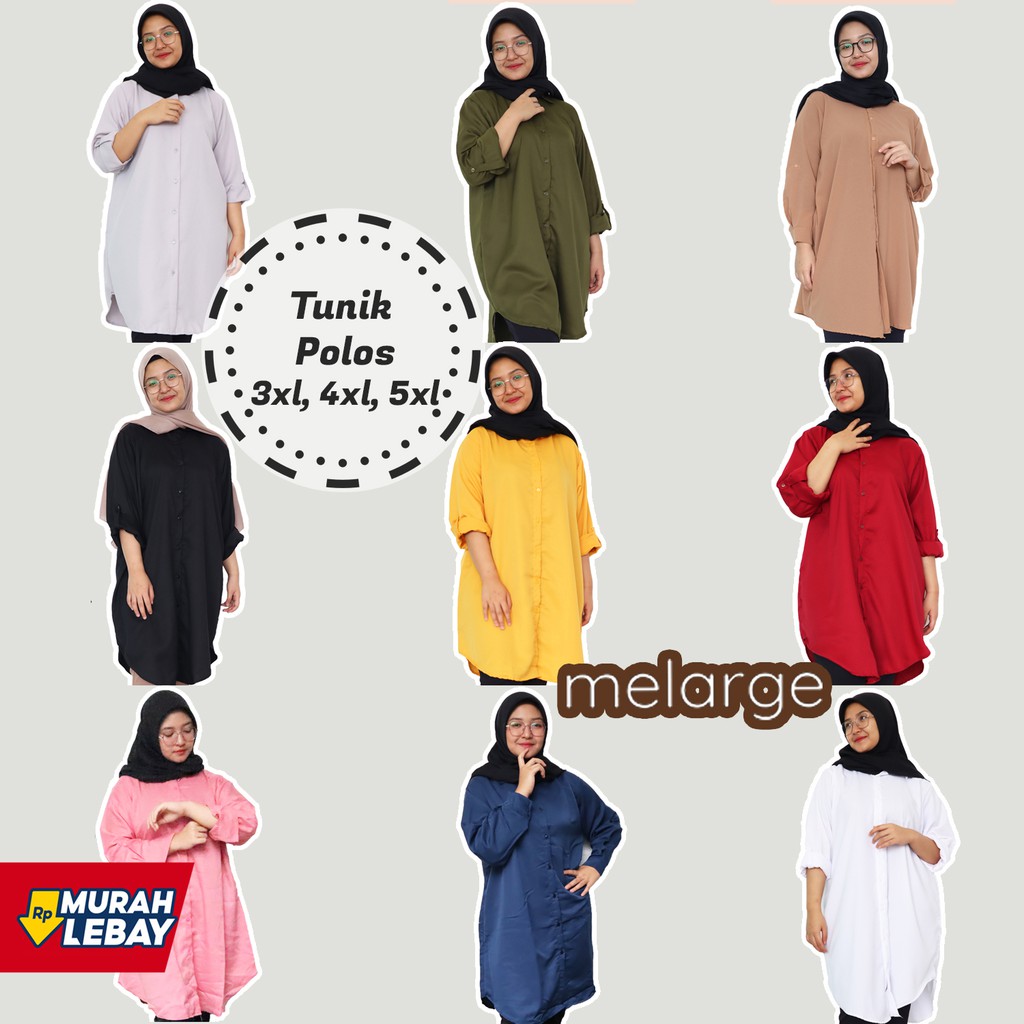 Jual BAJU TUNIK POLOS JUMBO UKURAN 3XL 3L XXXL LD 120 4XL 4L XXXXL LD 130 5XL 5L LD 140 ATASAN ...