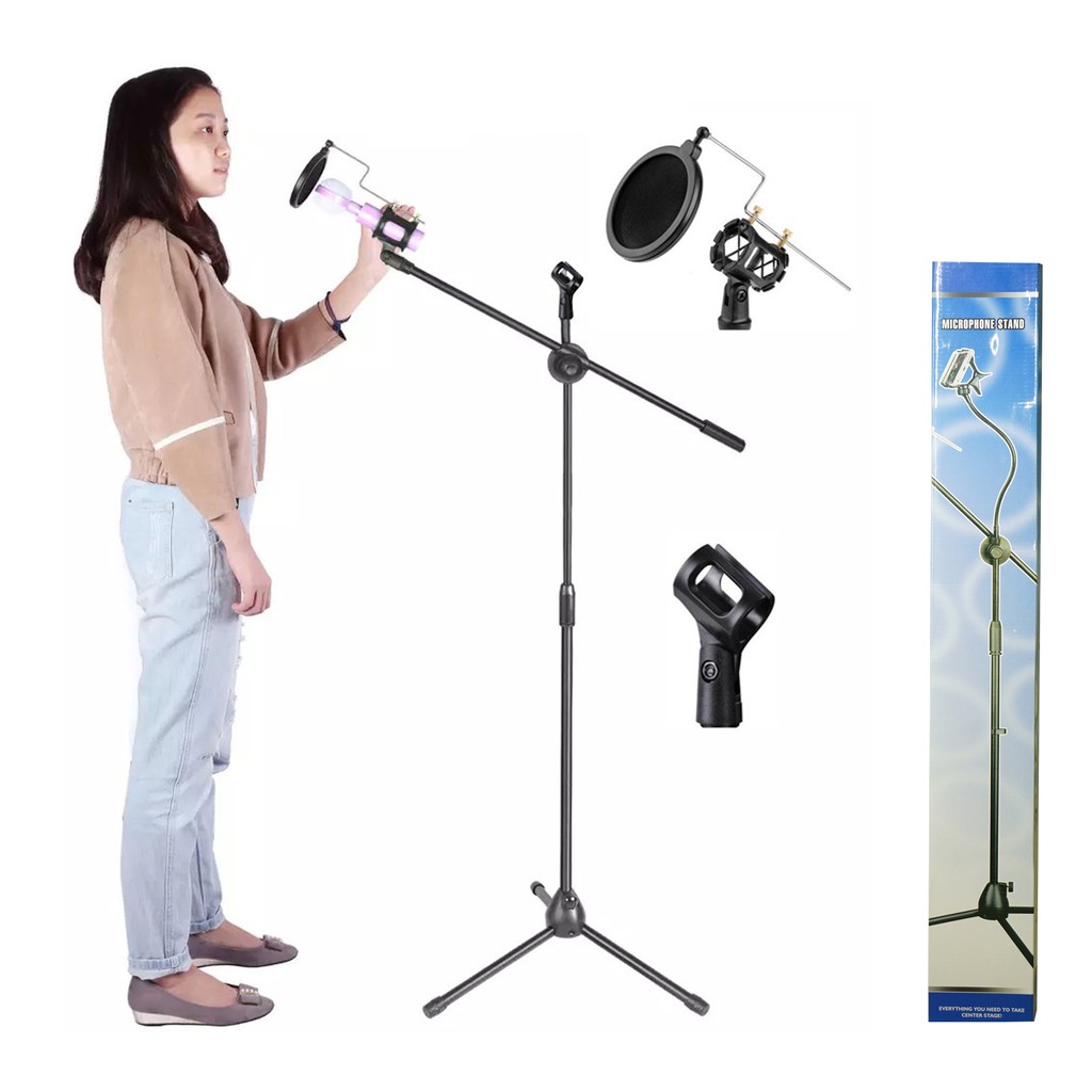 Jual Stand Mic lantai Komplit Mik Microphone Studio Stand Hp Rekaman ...