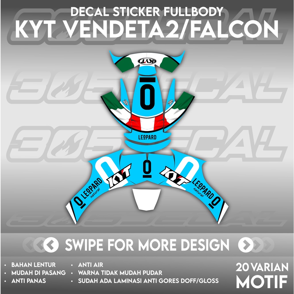 Jual Sticker decal helm KYT Vendeta 2 Falcon Motif Leopard | decal helm ...