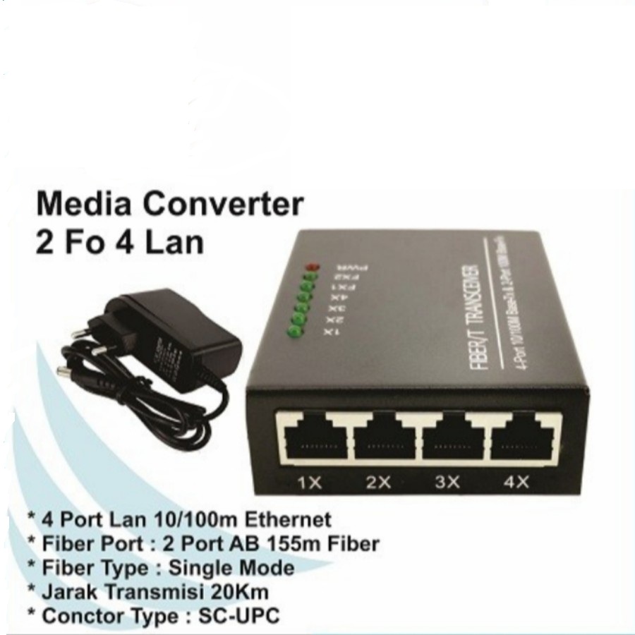 Jual Media Converter Fiber Optic 2Fo 4 LAN /Ethernet Switch FO2 4LAN SC | Shopee Indonesia