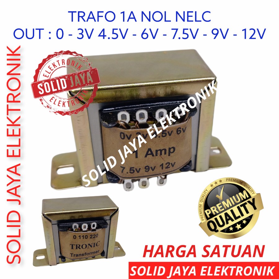 Jual TRAVO TRAFO 1A NOL 0 3V 4.5V 6V 7.5V 9V 12V 1 A AMPER TRONIC TRAVO ...