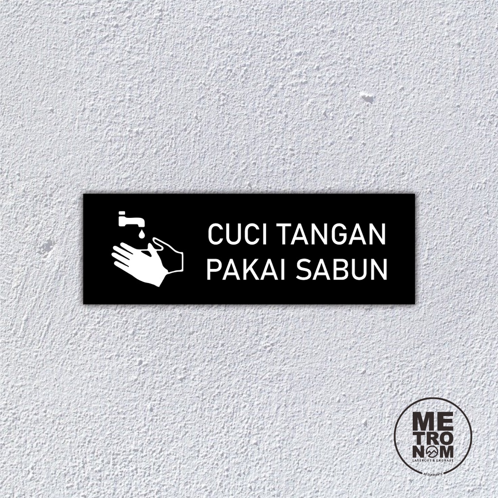 Jual Cuci Tangan Pakai Sabun Sign Akrilik Print Papan Penanda Label ...