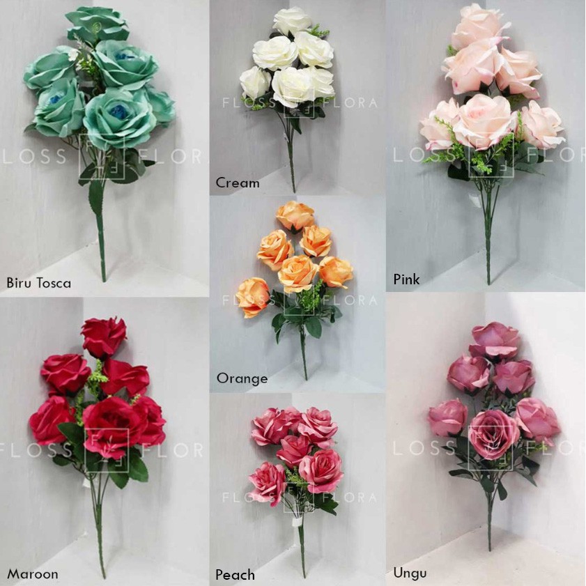 Jual Bunga Artificial / Bunga Palsu / Rose Julia x6 | Shopee Indonesia