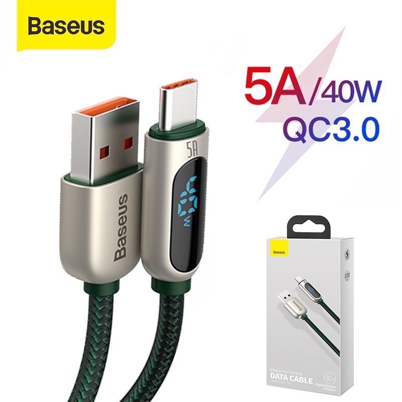 Jual Kabel Data Baseus Type C Led Digital Display 5A 40W Fast Charge ...