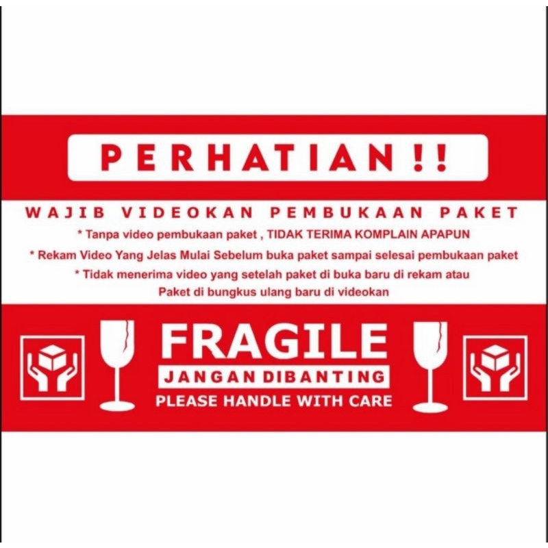 Jual STIKER FRAGILE VIDEO UNBOXING BESAR WLBEE | Shopee Indonesia