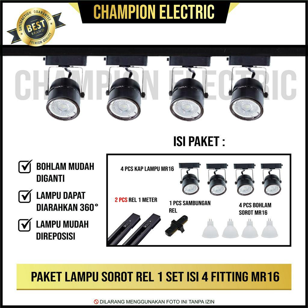 Jual Set 4 Lampu Spotlight Tracklight 2M - Sorot Rel Plafon LED Bisa Ganti Bohlam | Shopee Indonesia