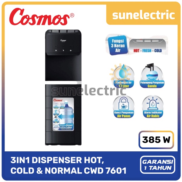 Jual Cosmos CWD-7601 Dispenser Air Galon Bawah 3 Kran (Hot , Cold ...