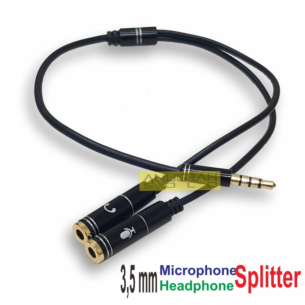 Jual Audio Splitter Microphone Headphone 3.5 mm to 2x 3.5 mm | Shopee ...