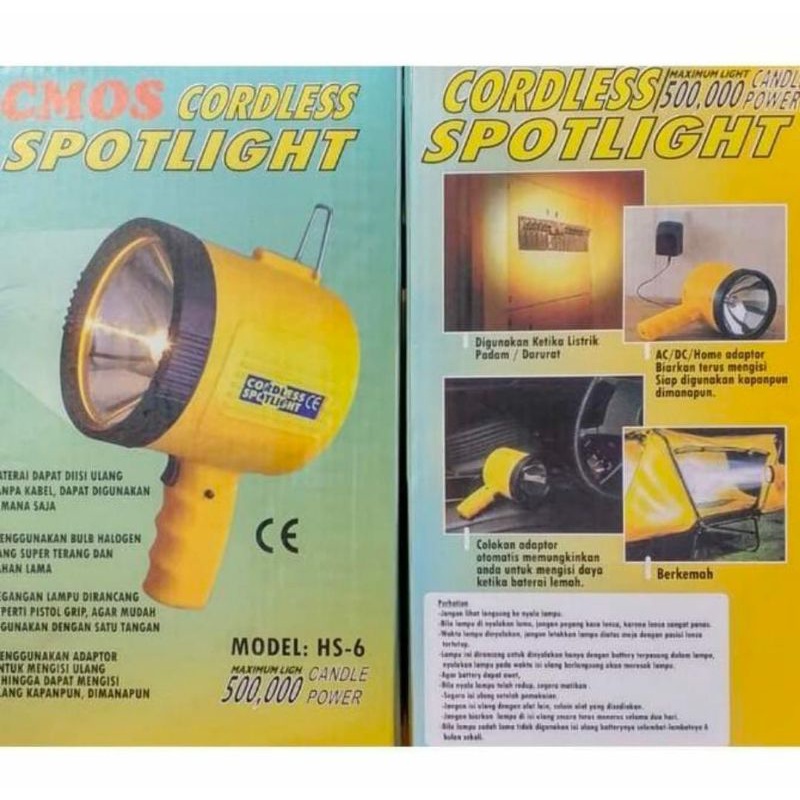 Jual CMOS SENTER HOLOGEN SPOTLIGHT CMOS HS 6 V ORIGINAL CORDLESS MANTAP | Shopee Indonesia