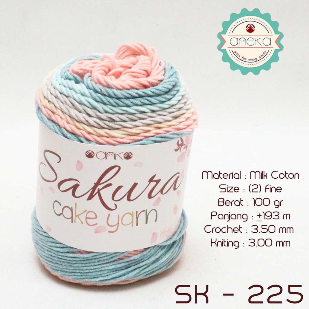 Jual ANEKA - Benang Rajut Katun Susu Rainbow Sakura Cake Milk Cotton ...