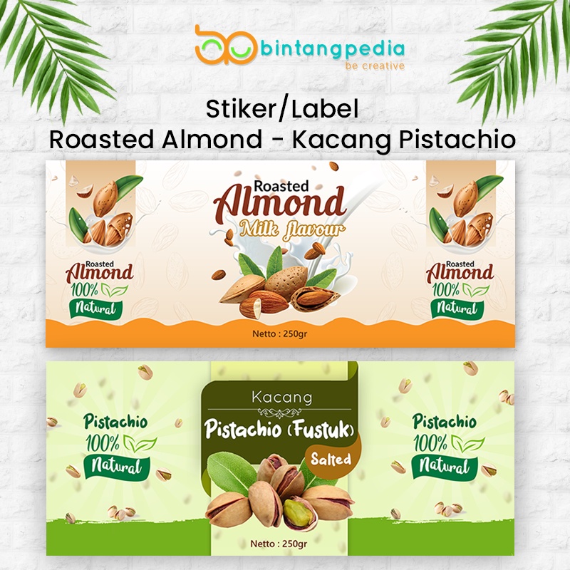 Jual STIKER/LABEL ROASTED ALMOND/KACANG PISTACHIO (CUSTOM STIKER ...