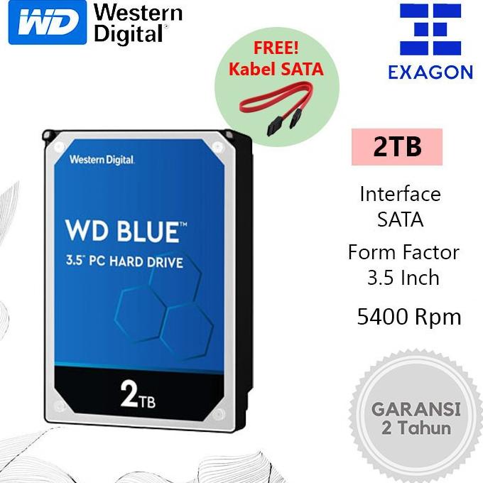 Jual WD Blue 2TB - HDD Hardisk Internal 3.5" For PC | Shopee Indonesia