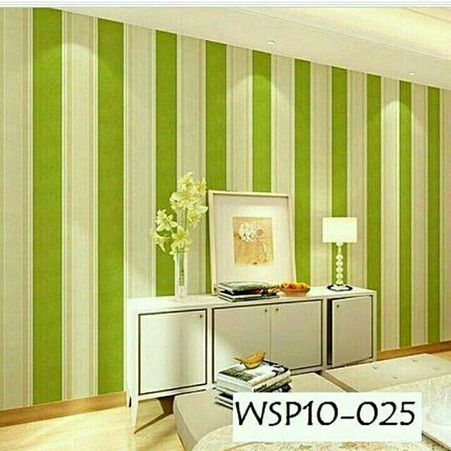 Jual Wallpaper motif garis hijau minimalis /stiker dinding motif garis ...