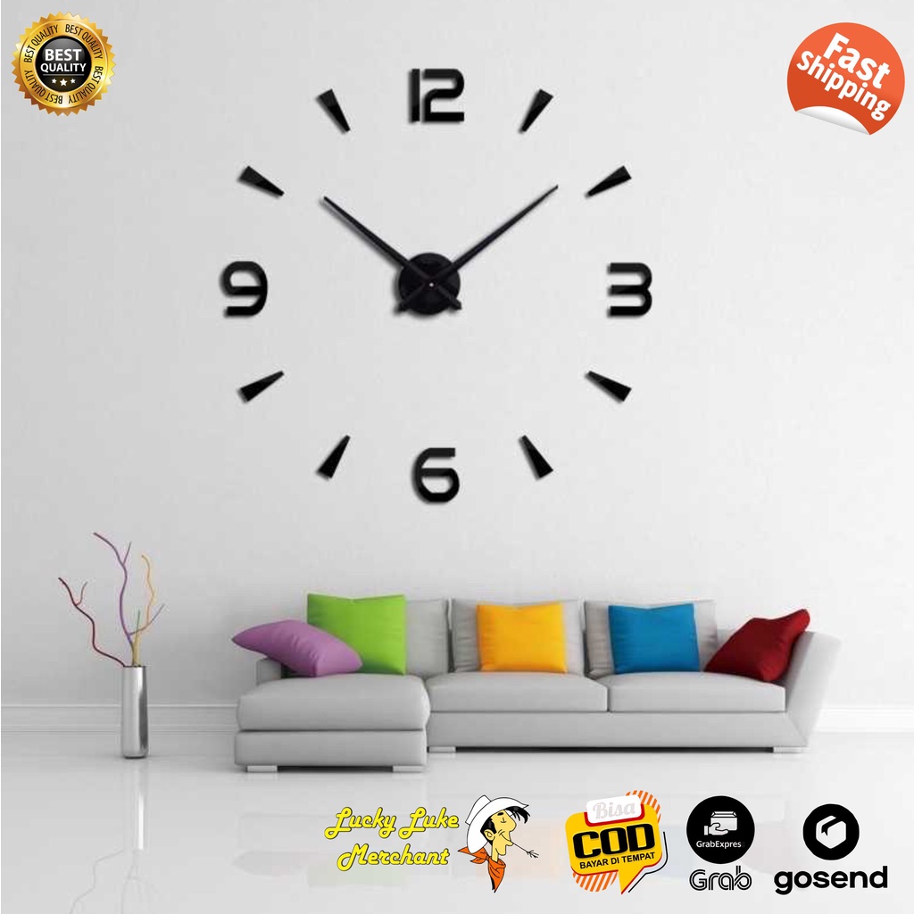 Jual Jam Dinding Besar Tempel 3D Giant Wall Clock Dekorasi Ruang Unik ...