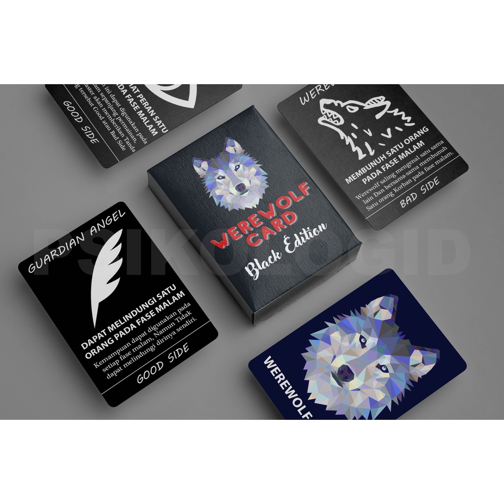 Jual Werewolf / Mafia Card Game Black edition 25 Cards 18 Roles ...