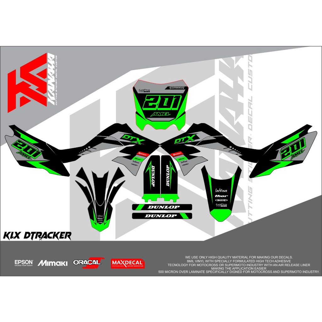 Jual Decal KLX Dtracker Sticker KLX / DTracker Warna Hijau Hitam Bebas ...